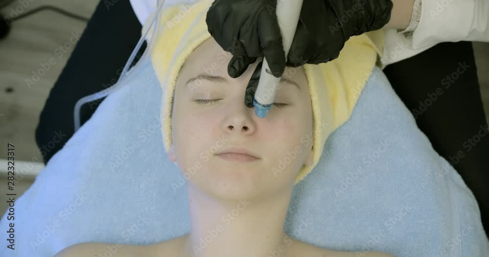Beauty procedures. SPA Hydrofacial treatment. Extraction, exfoliation ...