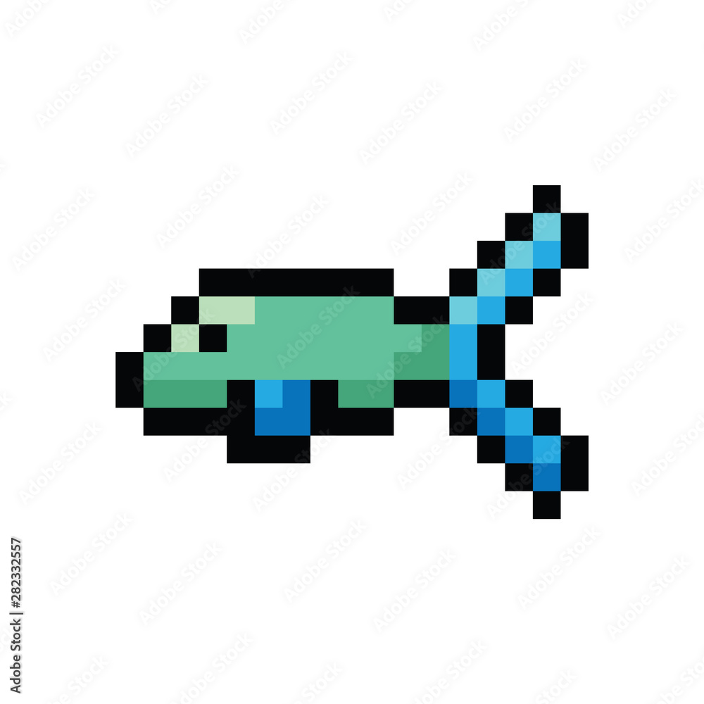 Cute 8 bit neo mint fish vector illustration. Pixel sea life clip art ...