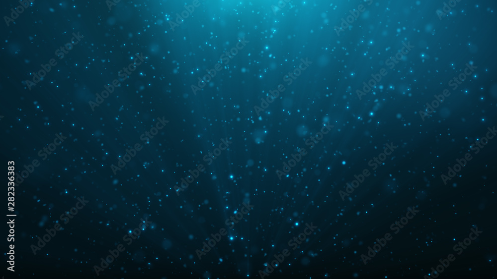 Abstract particles background of shining, sparkling blue particles ...