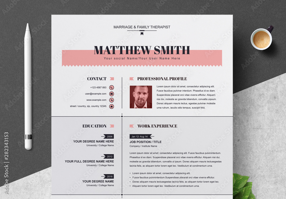 Resume Template Layout Stock Template | Adobe Stock