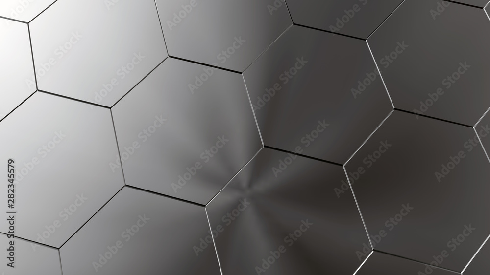 3d ILLUSTRATION, of abstract crystal background, hexagonal texture ...