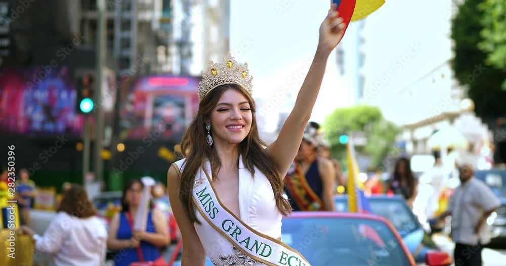 Winner of a beauty pageant contest Miss Grand Ecuador with crown ...