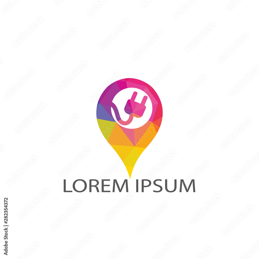 Charging station icon with electric plug vector logo design. Vector ...