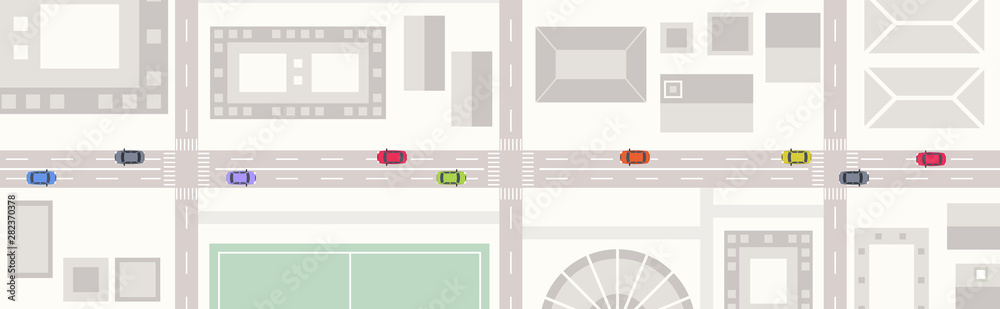 birds eye aerial view or plan of downtown modern city with buildings ...