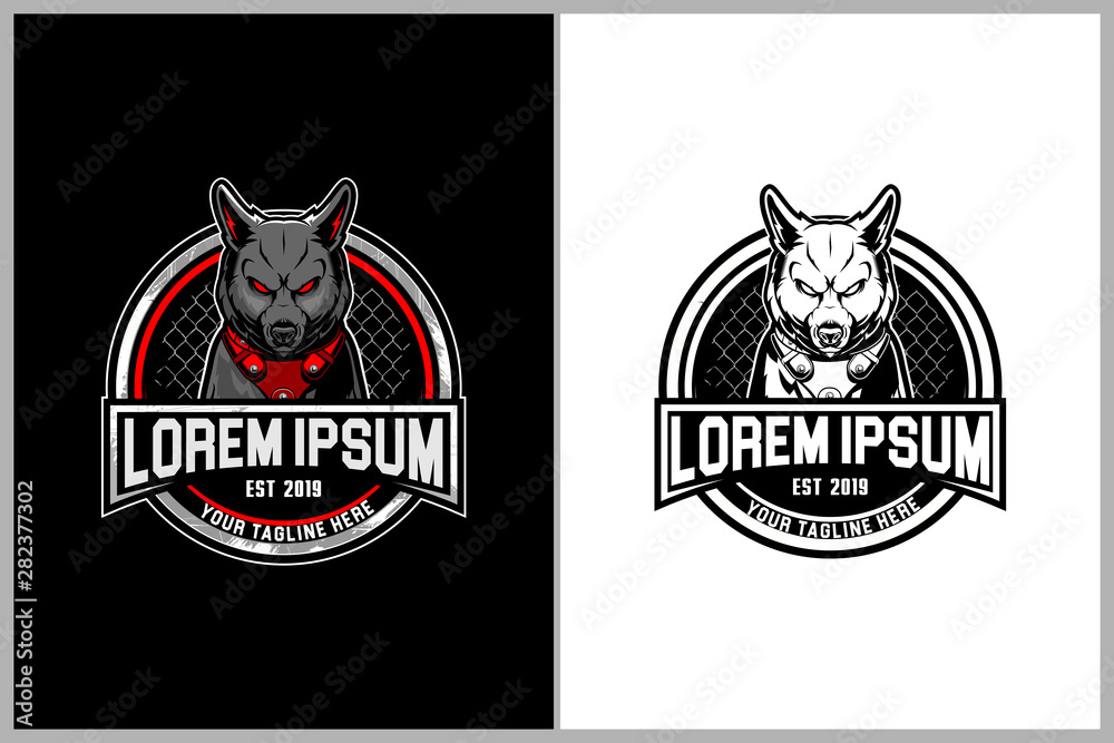 dog cartoon character vector badge logo template Stock Vector | Adobe Stock