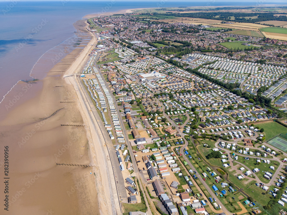 Aerial photo of the British seaside town of Hunstanton in Norfolk ...