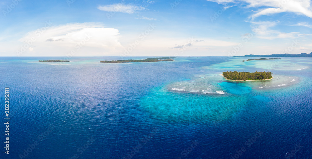 Aerial view Banyak Islands Sumatra tropical archipelago Indonesia ...