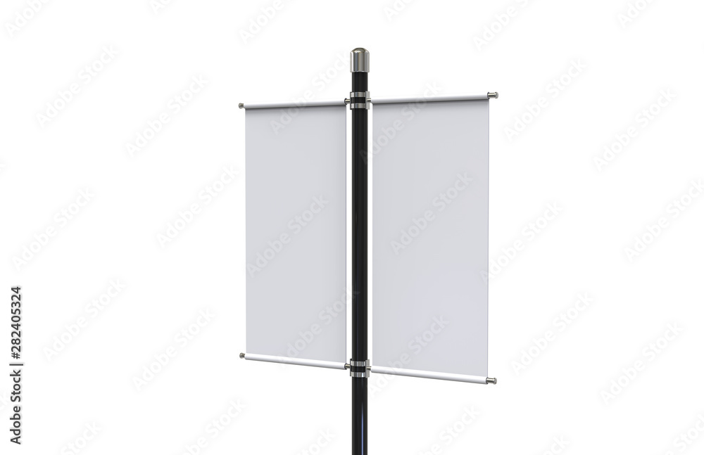 Blank pole banner mockup template on isolated white background, ready ...