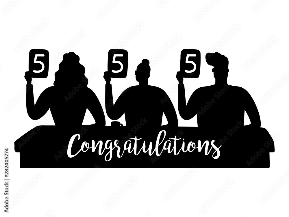 Vector jury silhouettes gave the highest marks illustration. Judging ...