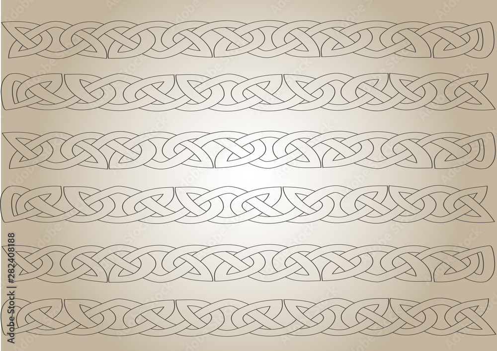 Abstract illustration Celtic ornament. Celtic beige patterns on a sand ...