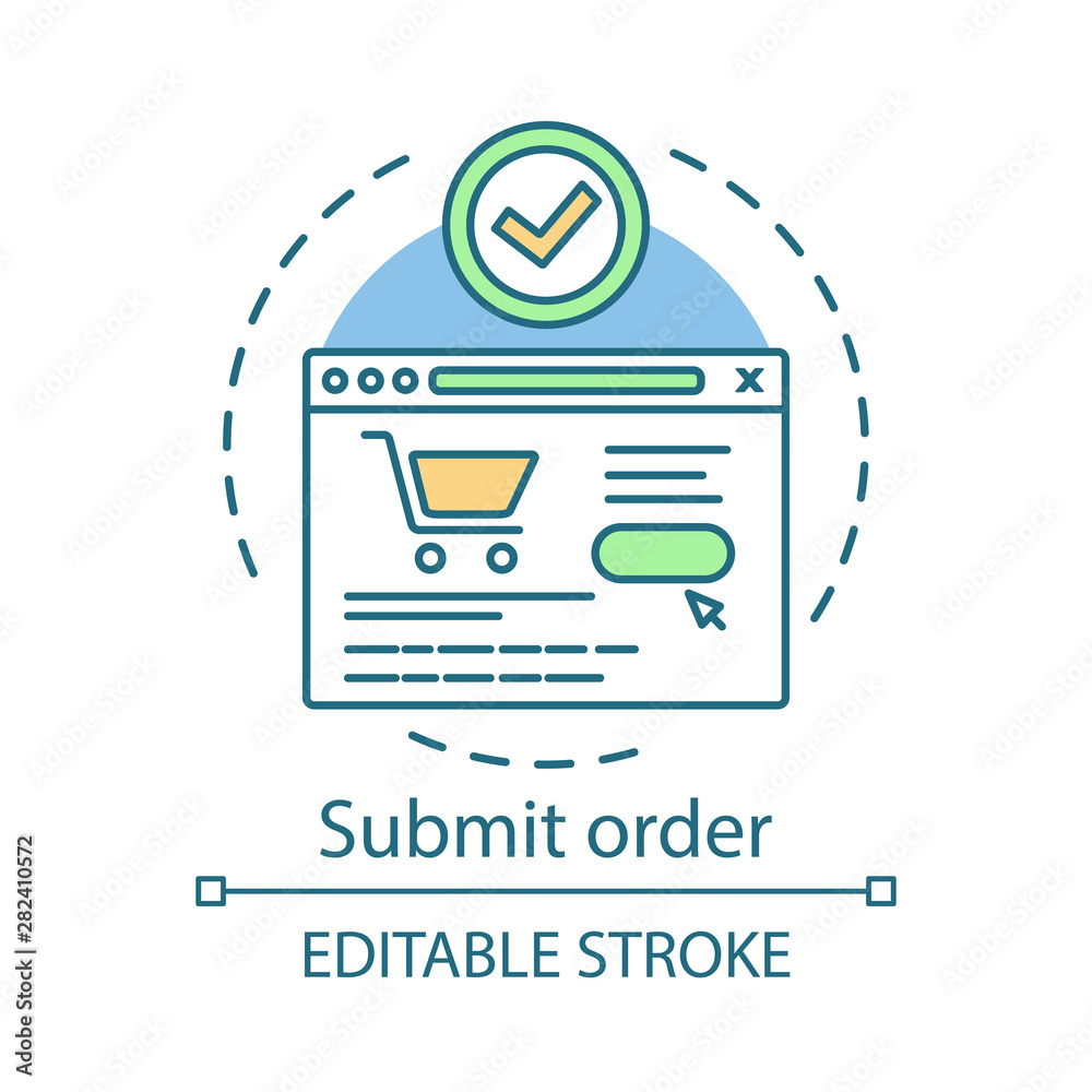 Submit order concept icon. Online shopping idea thin line illustration ...