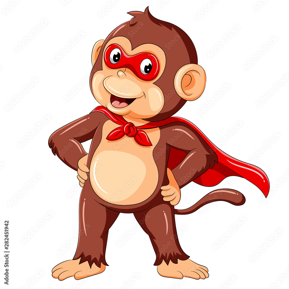 cute monkey cartoon wearing superhero costume Stock Vector | Adobe Stock