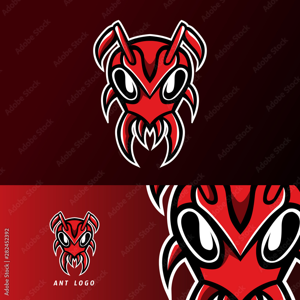 red ant head mascot sport esport logo template Stock Vector | Adobe Stock