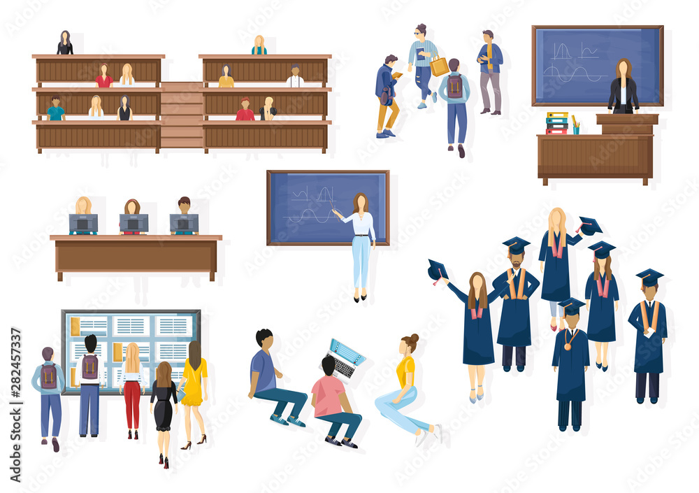 Student graduation set collection Vector flat style. Symbols knowledge ...