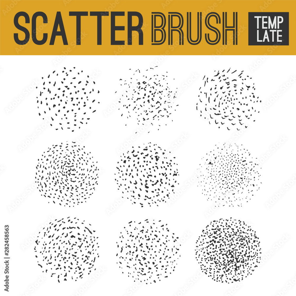 Set of hand drawn dotted templates for scatter brushes. Vector design ...