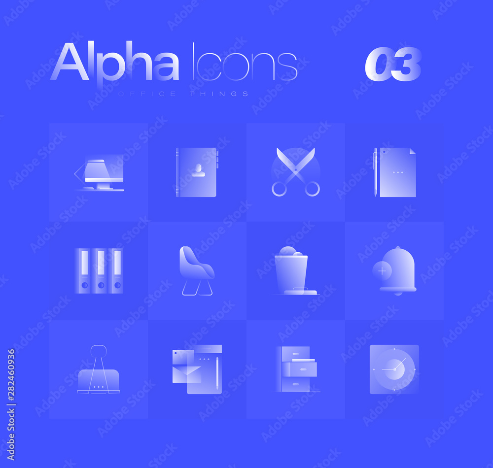 Office Things Alpha Icons Set Stock Vector | Adobe Stock