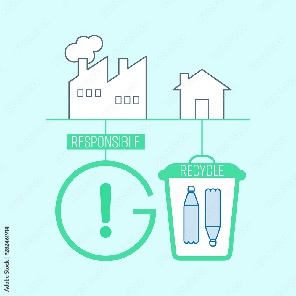 Go responsible, go recycle infographic symbol. Manufacturer and ...