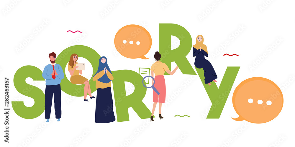 Sorry comic text collection pop art style. vector speech bubble with ...