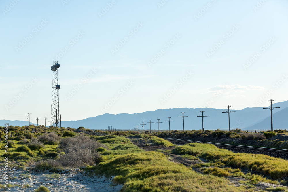 Railroad crossing and telephone poles near the Black Rock desert Stock ...