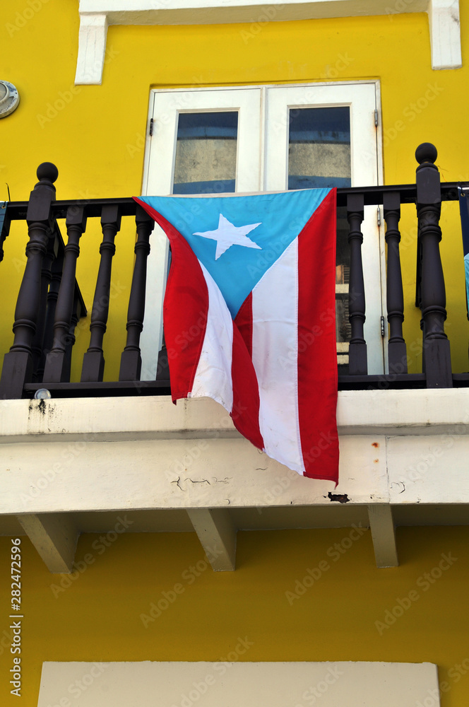 Puerto Rico Flag in balcony Stock Photo | Adobe Stock