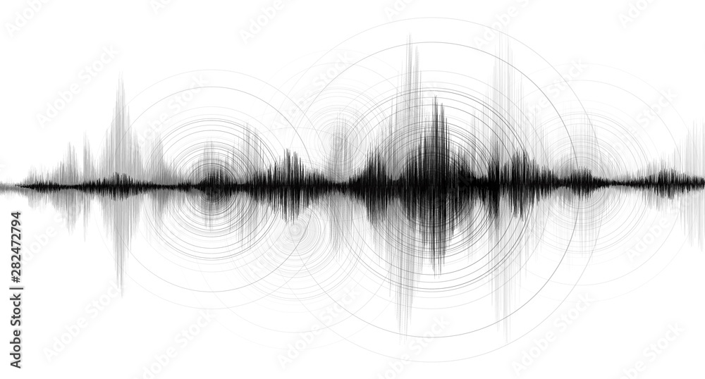 Earthquake Wave with Super Circle Vibration on White paper background ...