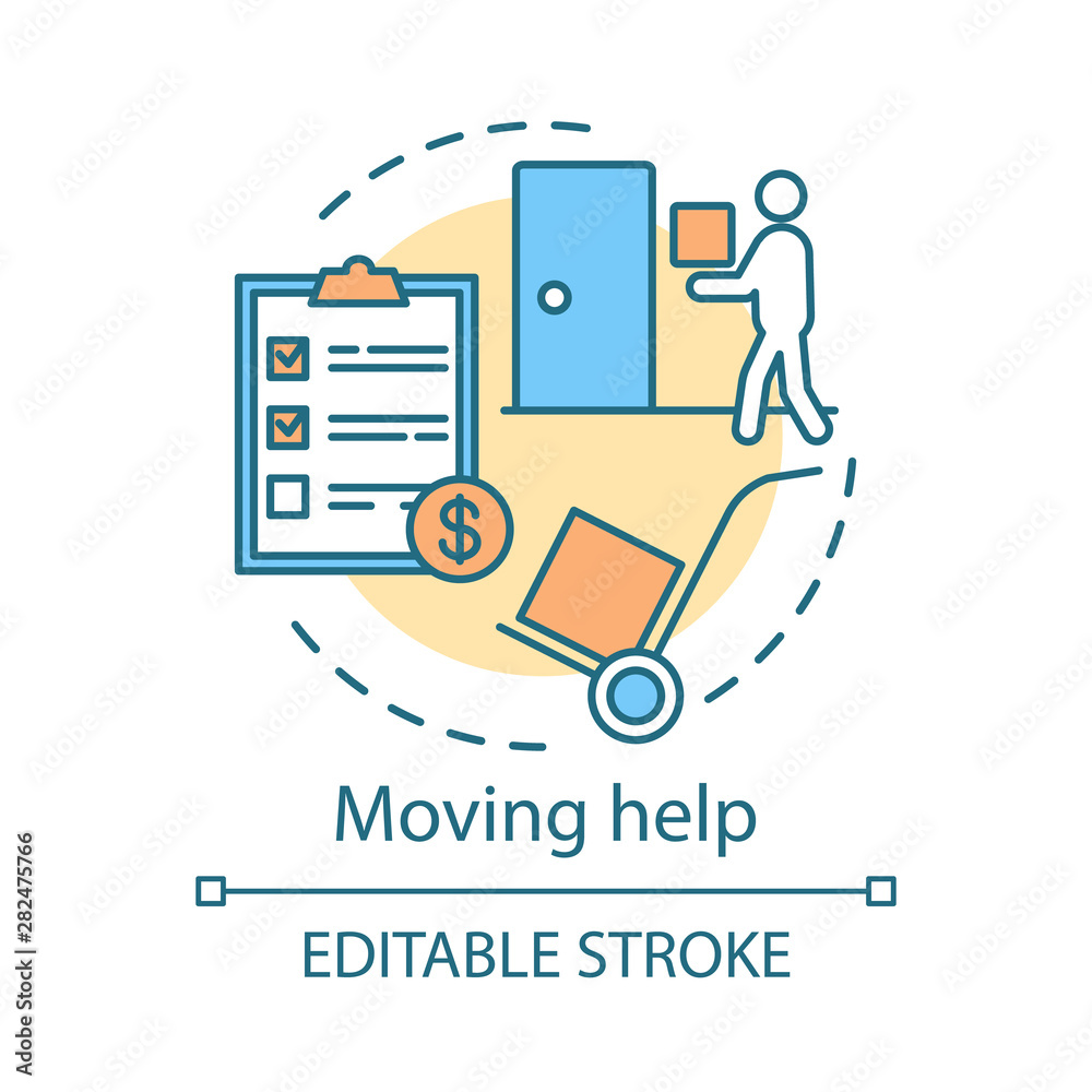 Moving help concept icon. Home service idea thin line illustration ...