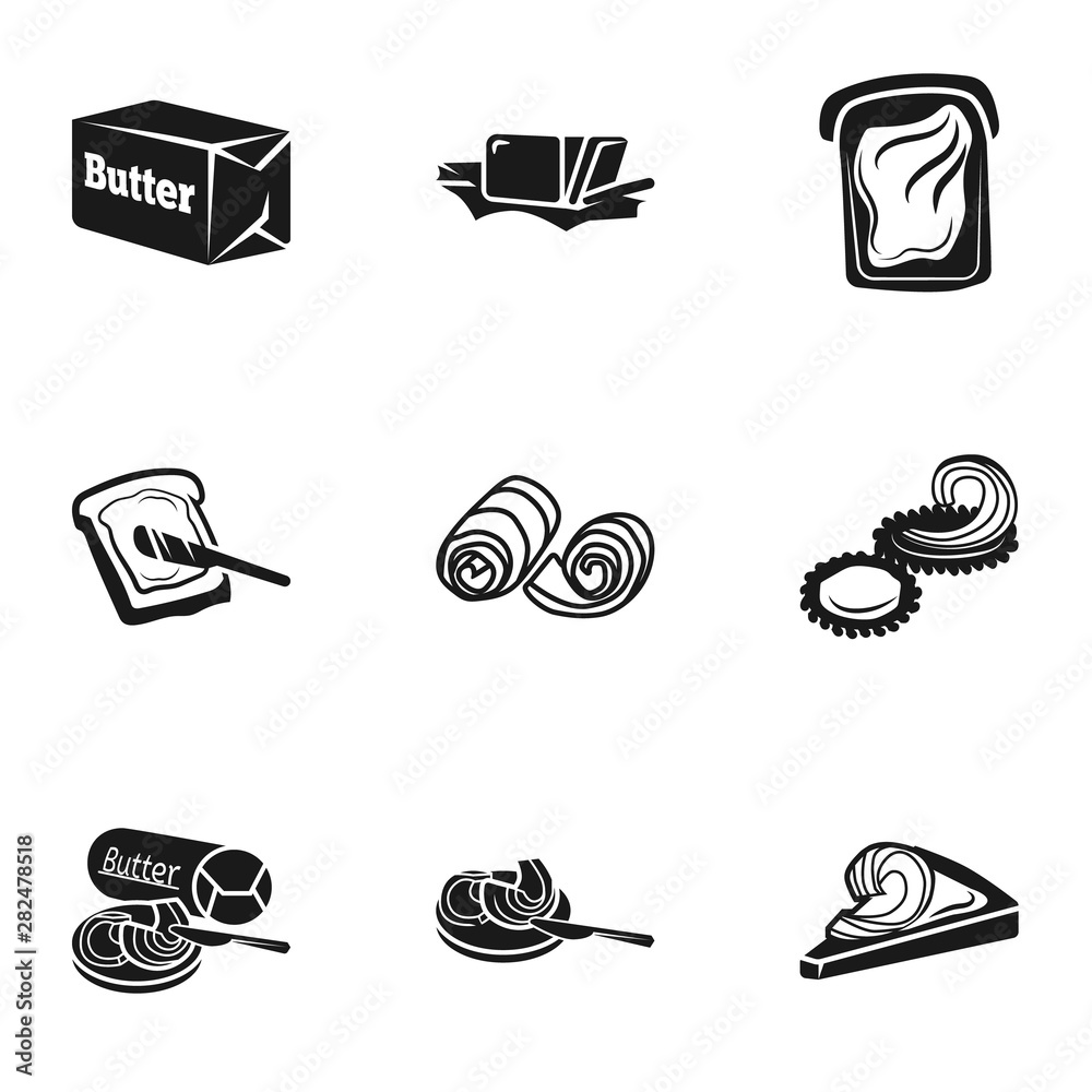 Swirl butter icon set. Simple set of 9 swirl butter vector icons for ...