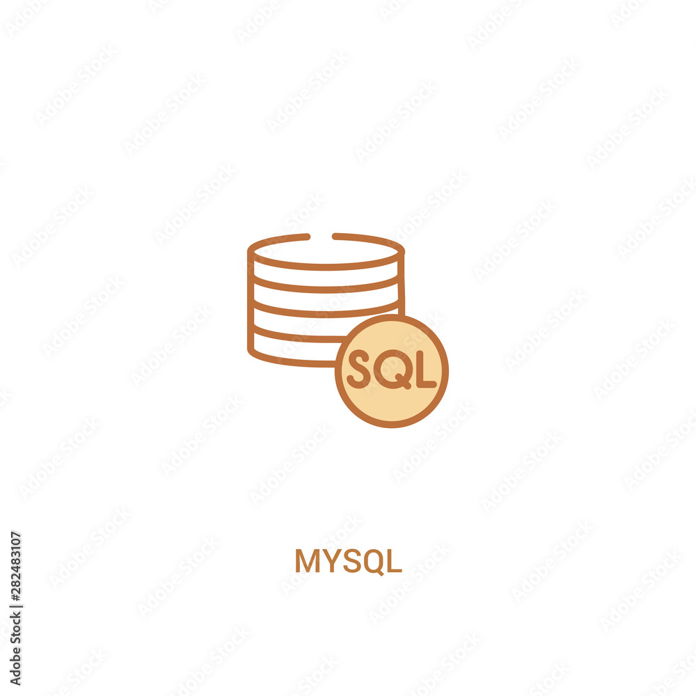 mysql concept 2 colored icon. simple line element illustration. outline ...