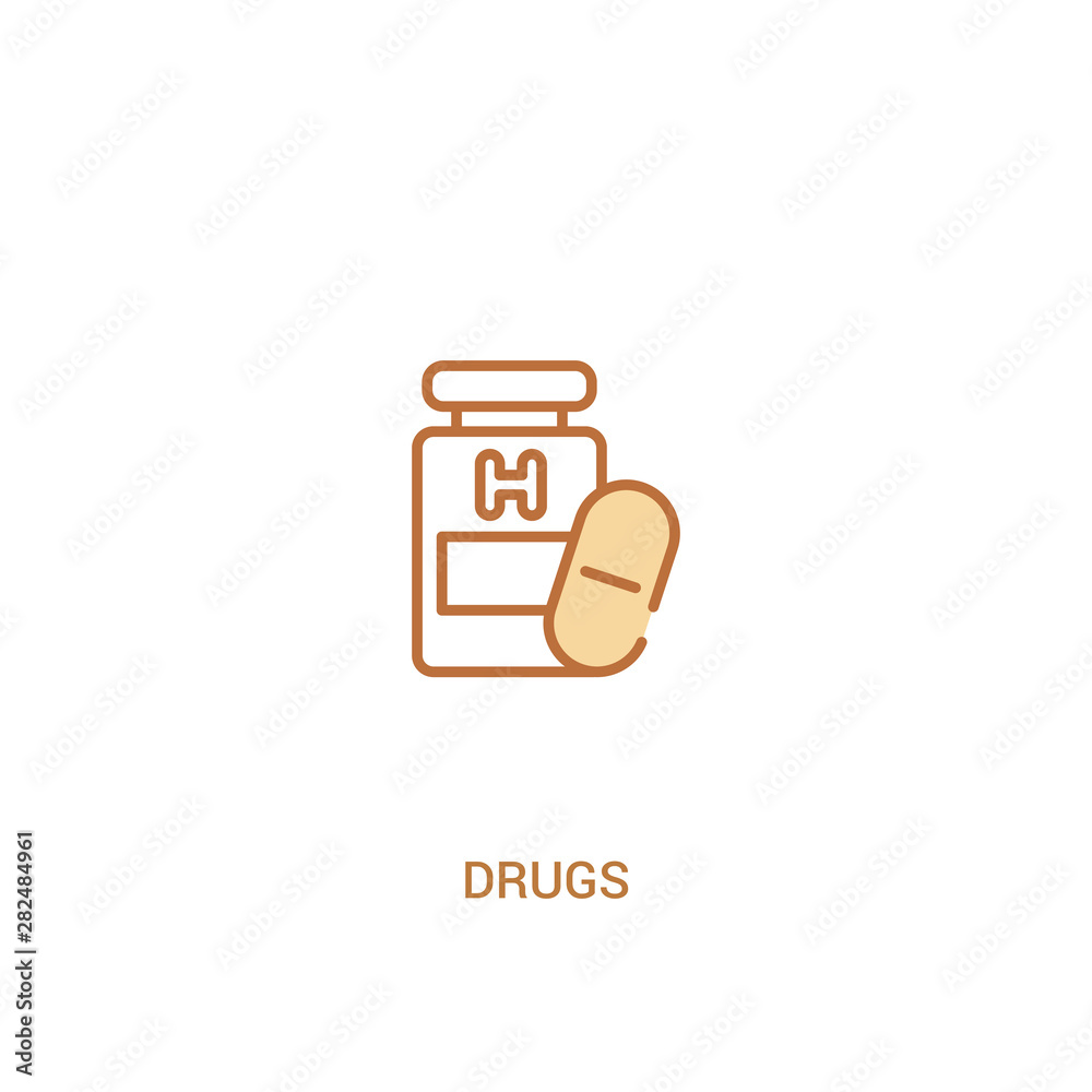 drugs concept 2 colored icon. simple line element illustration. outline ...