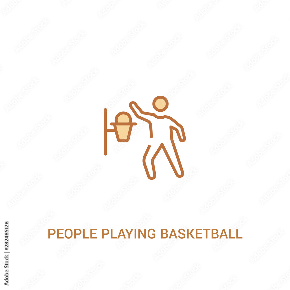 people playing basketball concept 2 colored icon. simple line element ...