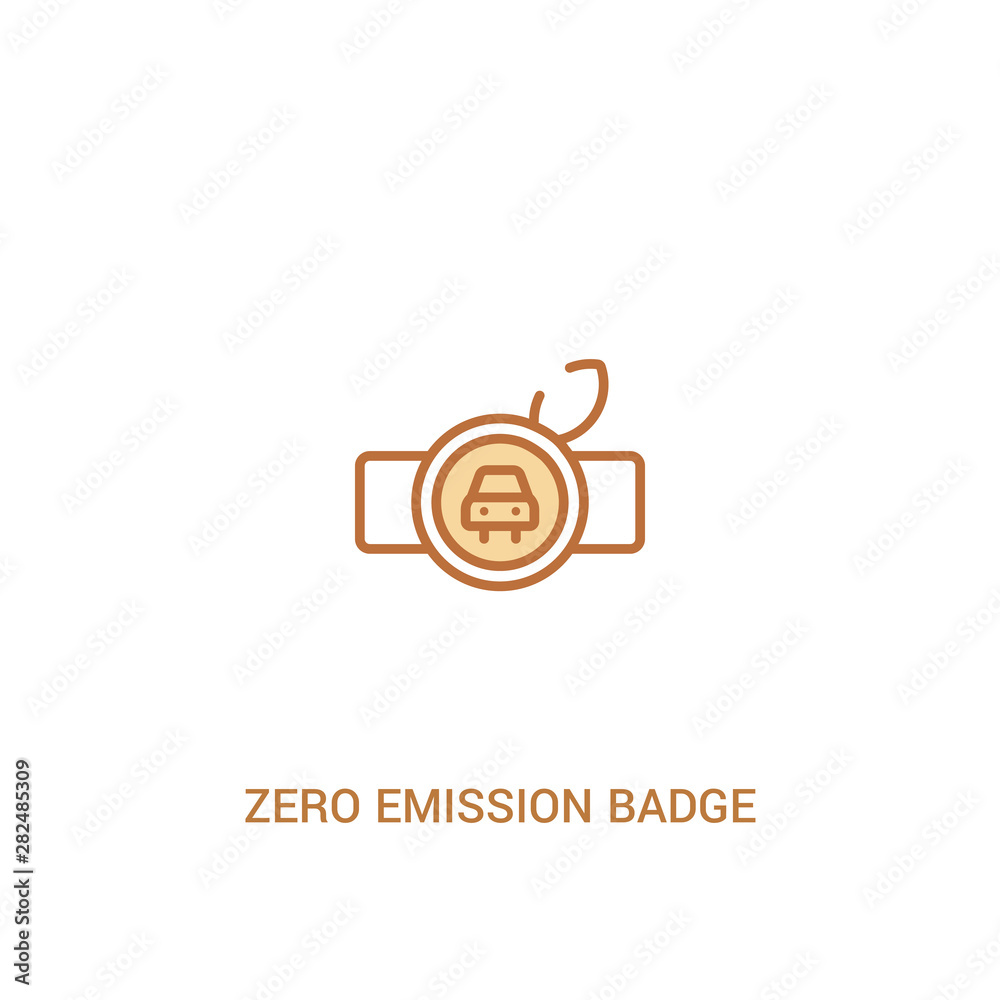 zero emission badge concept 2 colored icon. simple line element ...