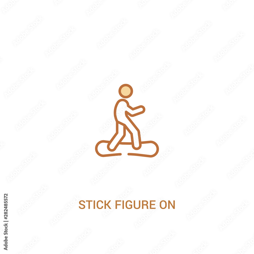 stick figure on snowboard concept 2 colored icon. simple line element ...