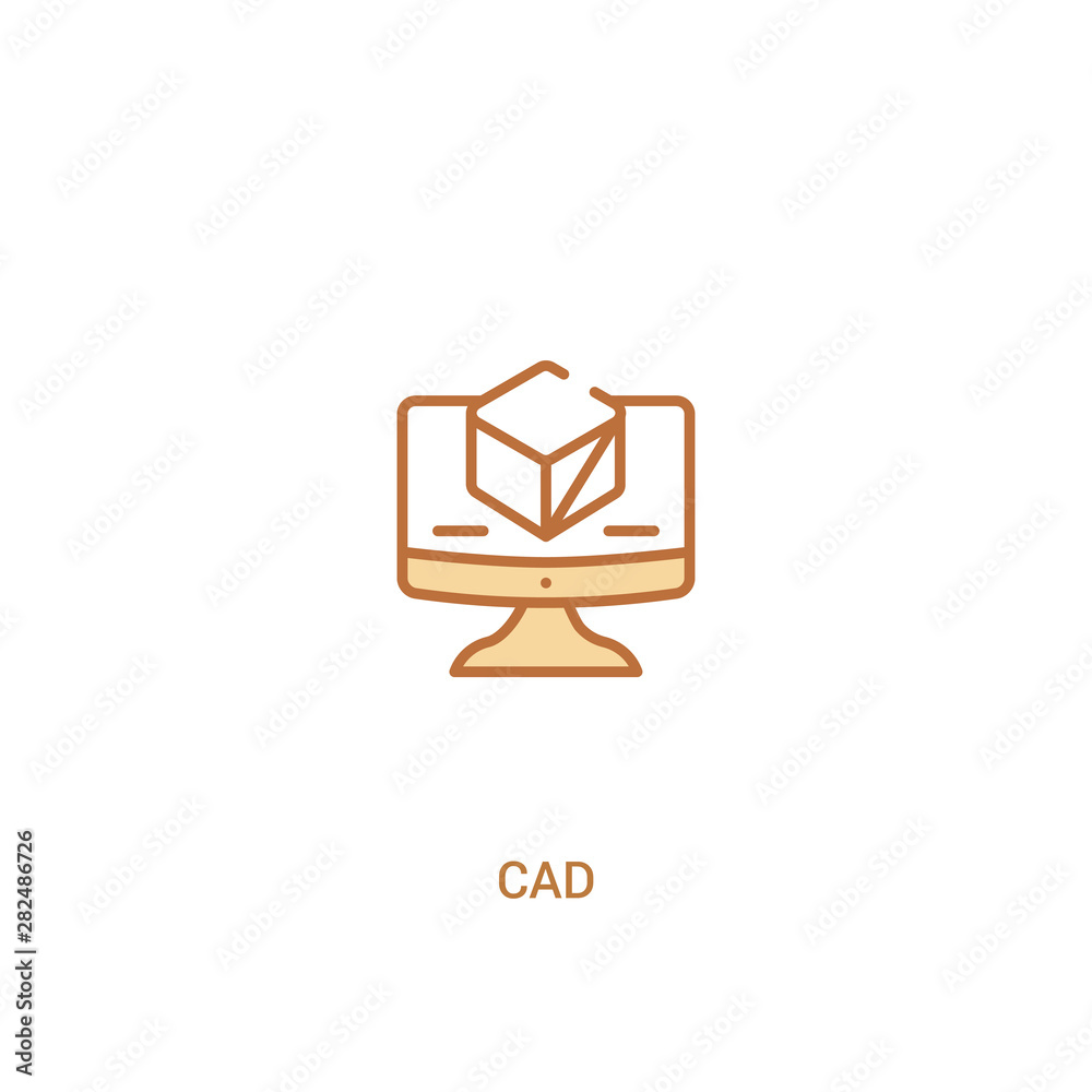 cad concept 2 colored icon. simple line element illustration. outline ...