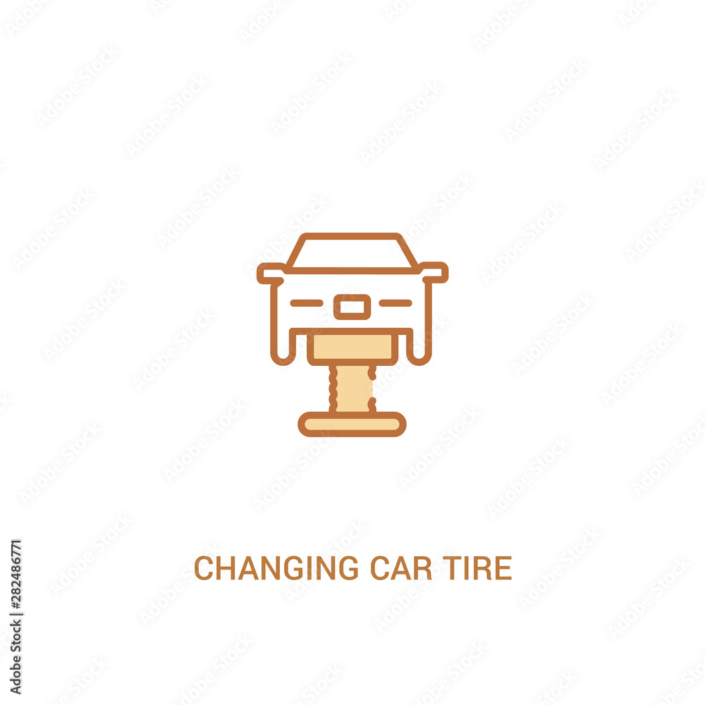 changing car tire concept 2 colored icon. simple line element ...