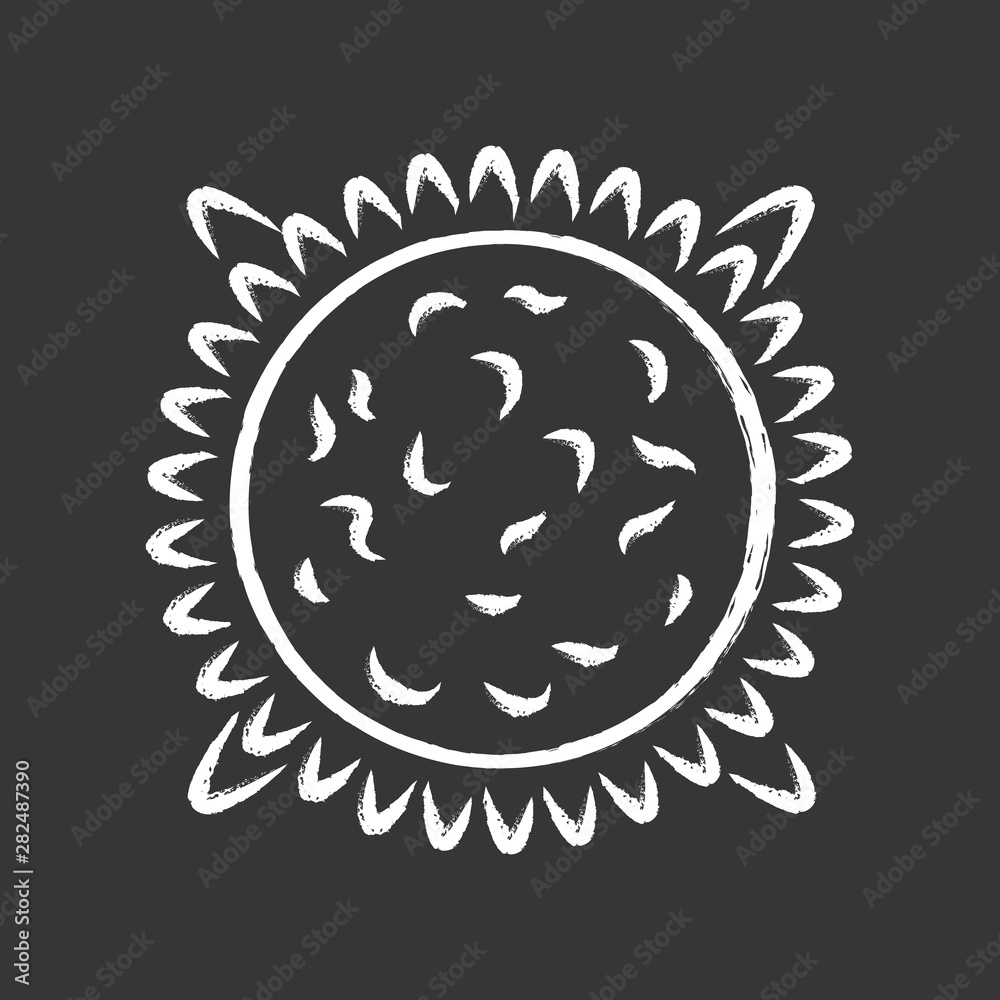Sun chalk icon. Star in Solar System center. Hot plasma sphere. Energy ...