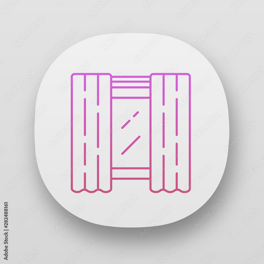 Window panel pair app icon. Home decorating drapery fabric. Blackout ...