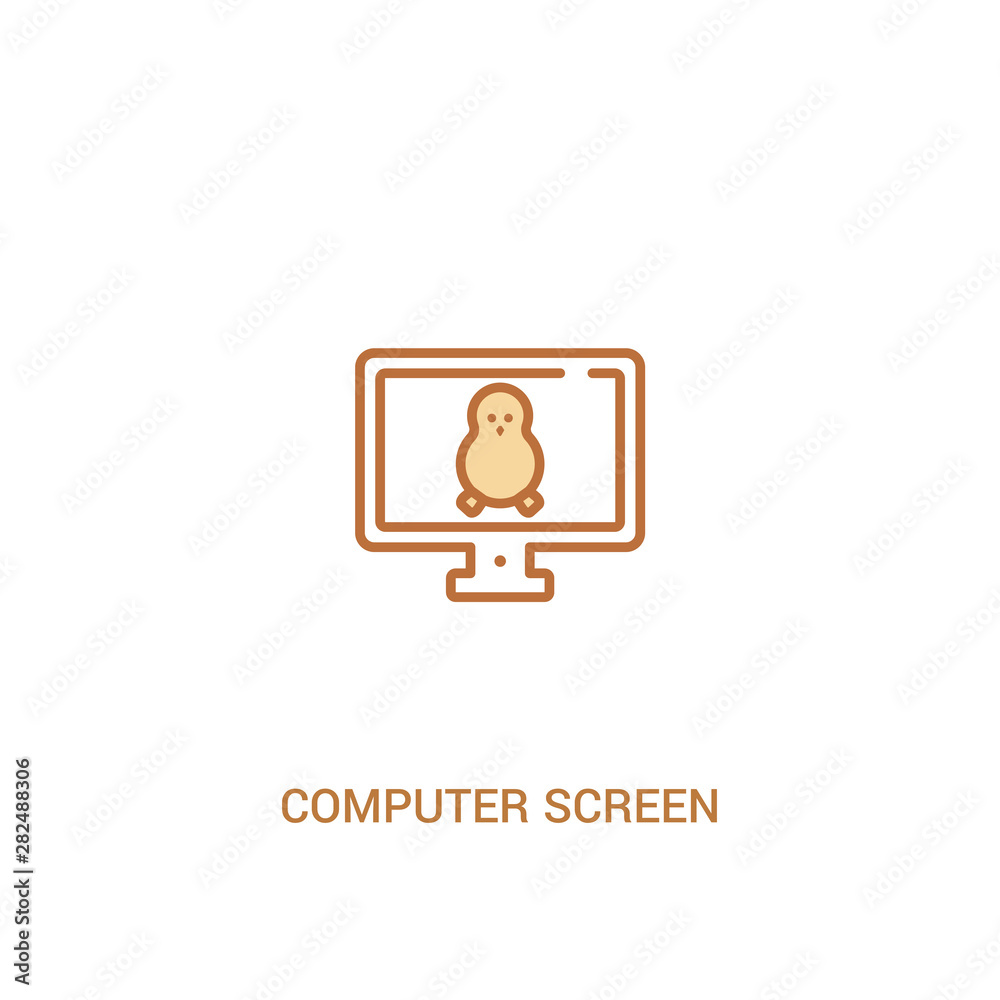 computer screen linux concept 2 colored icon. simple line element ...