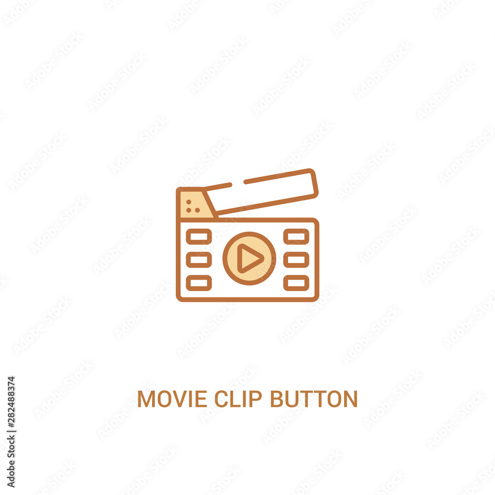 movie clip button concept 2 colored icon. simple line element ...