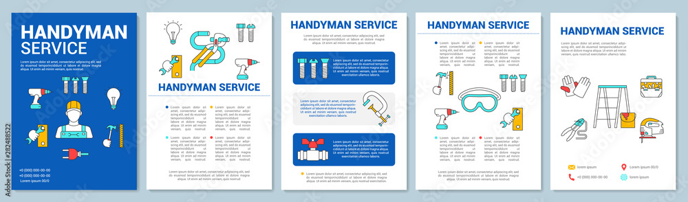 Handyman service brochure template layout. Home repair. House ...