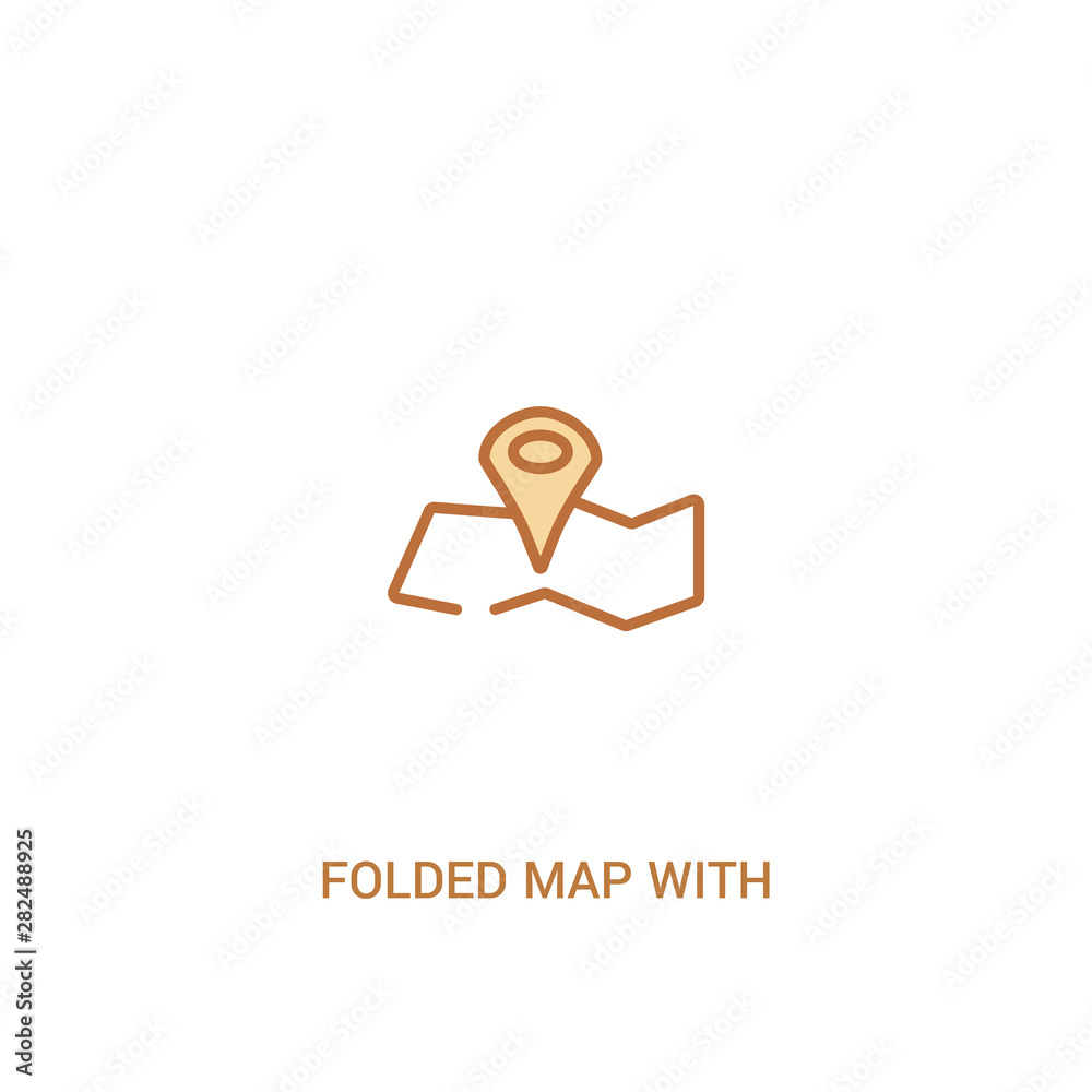 Folded Map With Position Mark Concept 2 Colored Icon Simple Line Element Illustration Outline