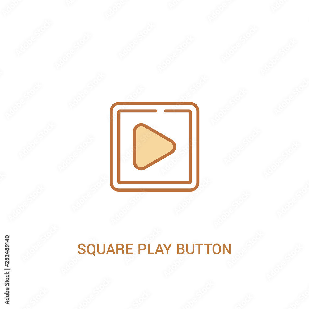 square play button concept 2 colored icon. simple line element ...