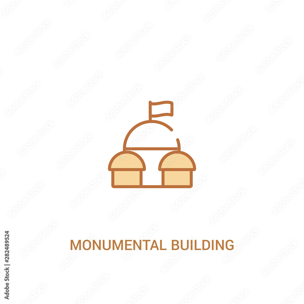 monumental building concept 2 colored icon. simple line element ...