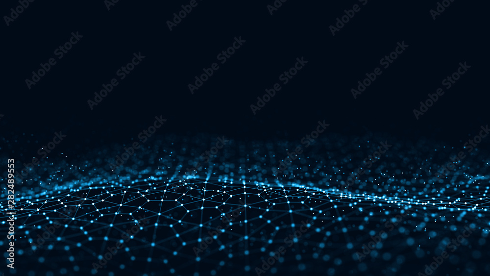 Abstract 3d rendering futuristic dots and lines. computer geometric ...