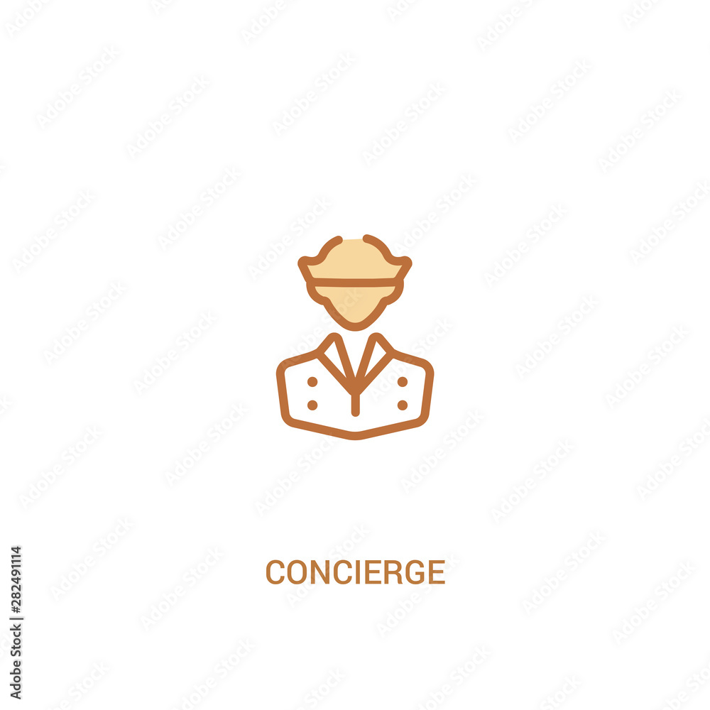 concierge concept 2 colored icon. simple line element illustration. outline brown concierge ...