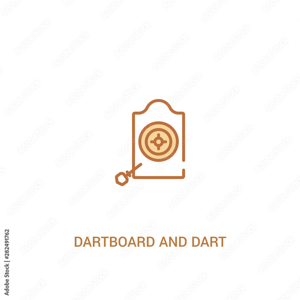 Dartboard And Dart Concept 2 Colored Icon Simple Line Element Illustration Outline Brown