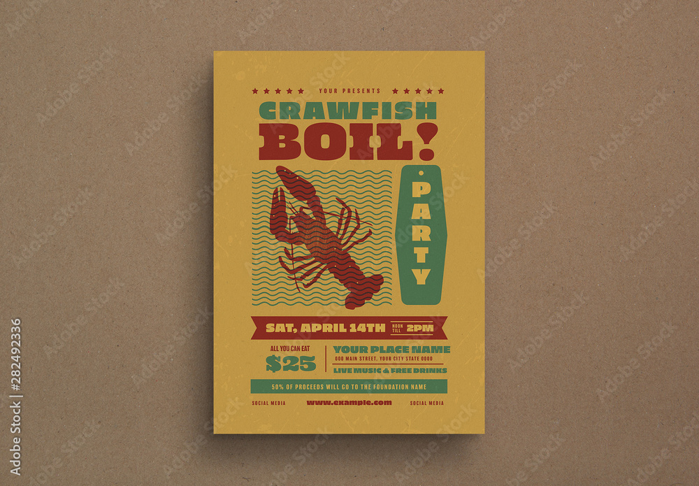 Crawfish Boil Event Flyer Layout Stock Template | Adobe Stock