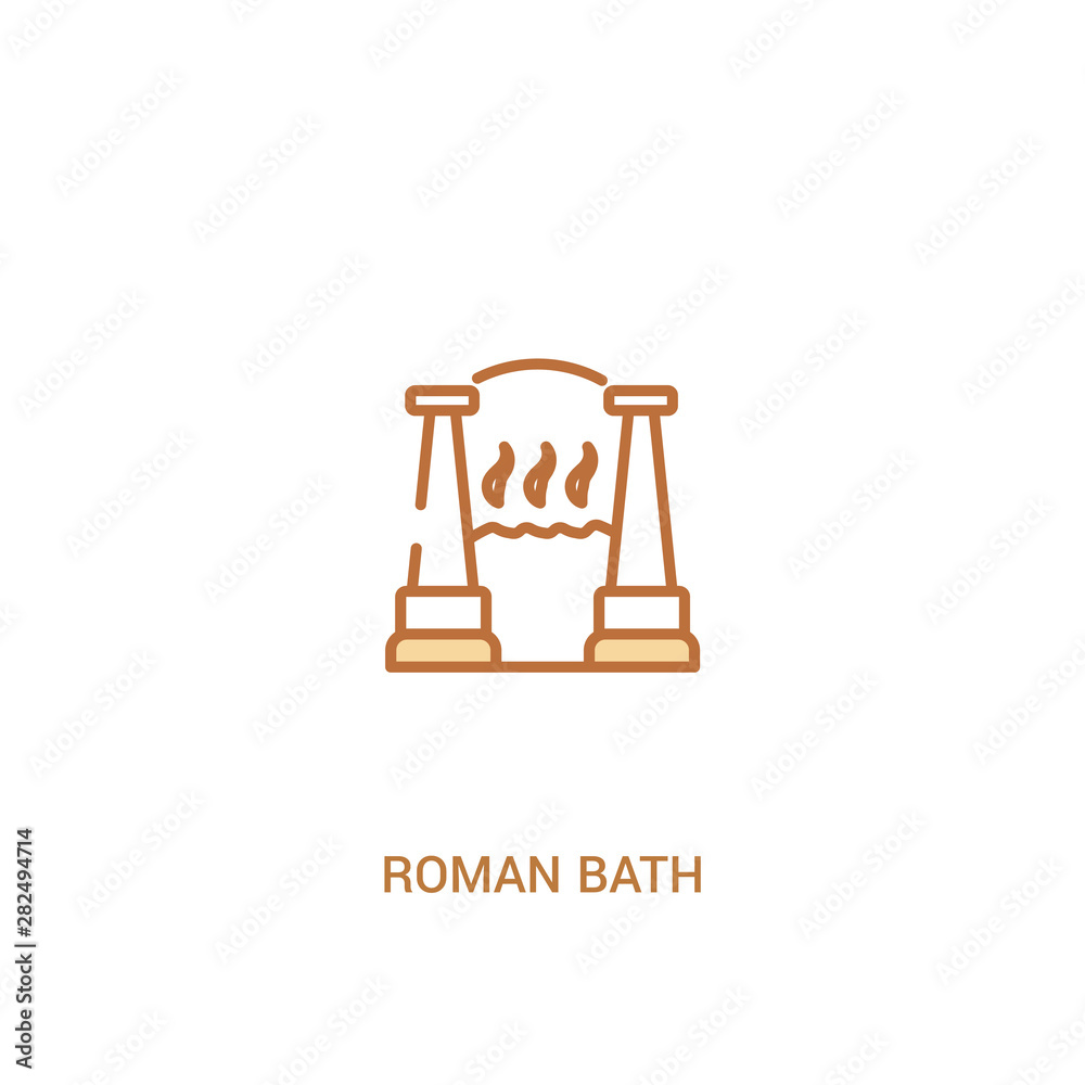 roman bath concept 2 colored icon. simple line element illustration ...