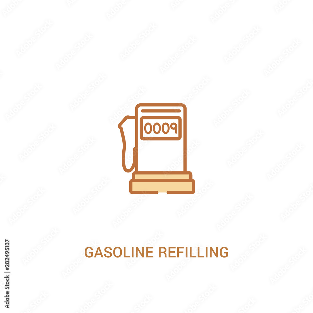 gasoline refilling station concept 2 colored icon. simple line element ...