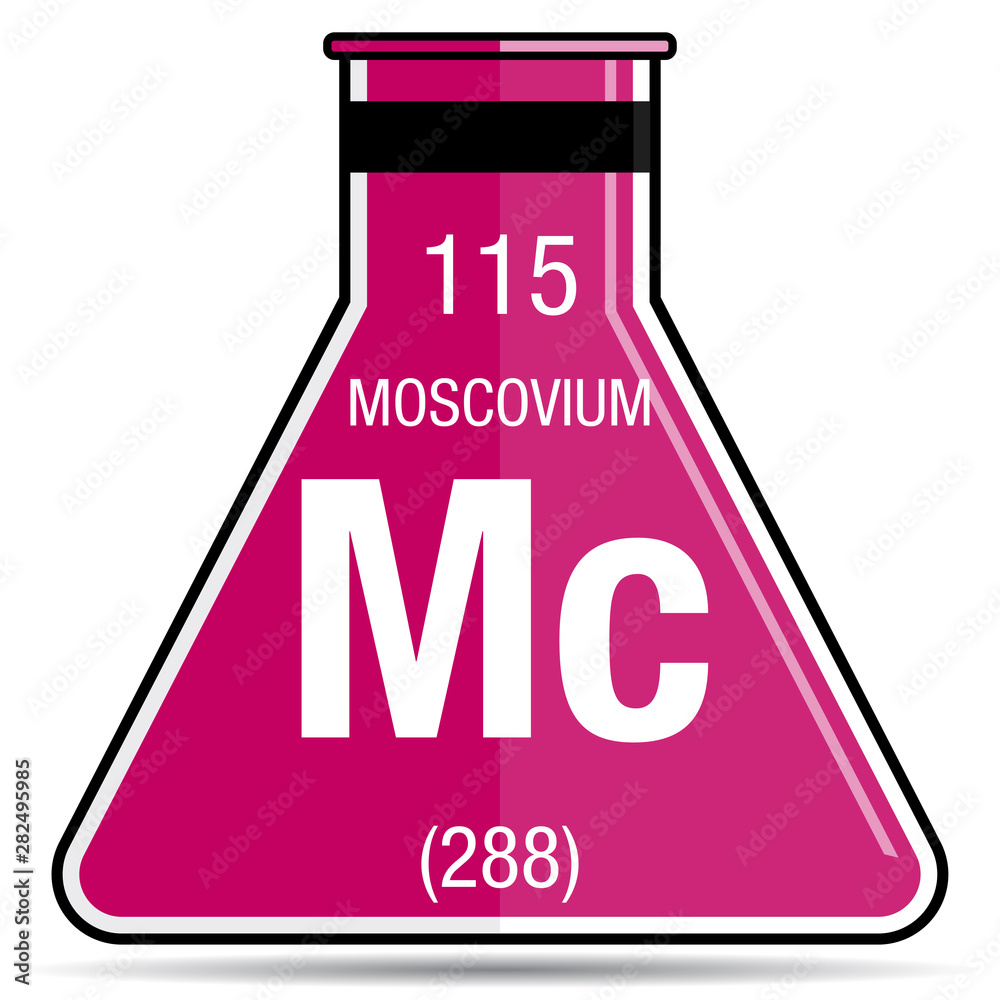 Moscovium symbol on chemical flask. Element number 115 of the Periodic ...