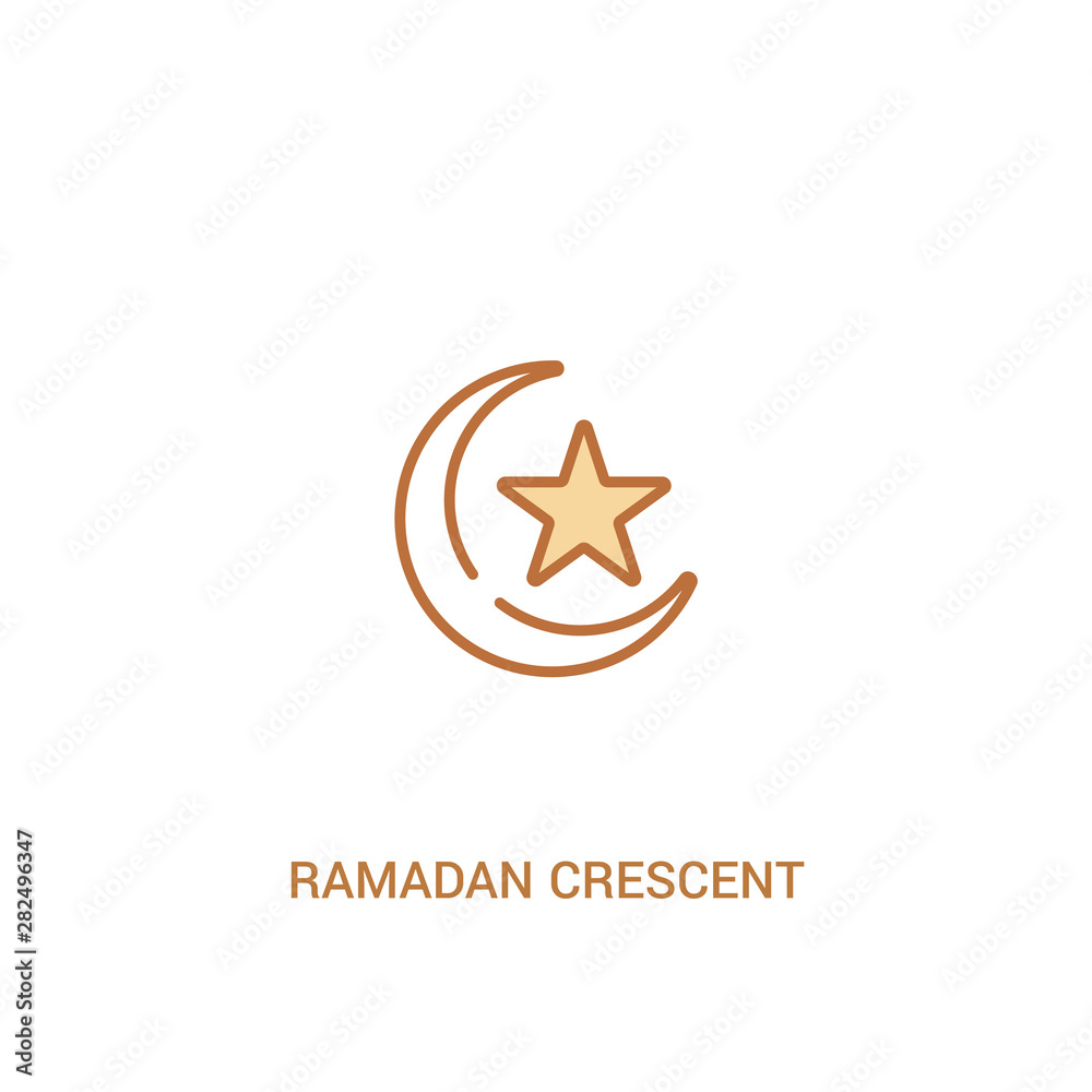ramadan crescent moon concept 2 colored icon. simple line element ...